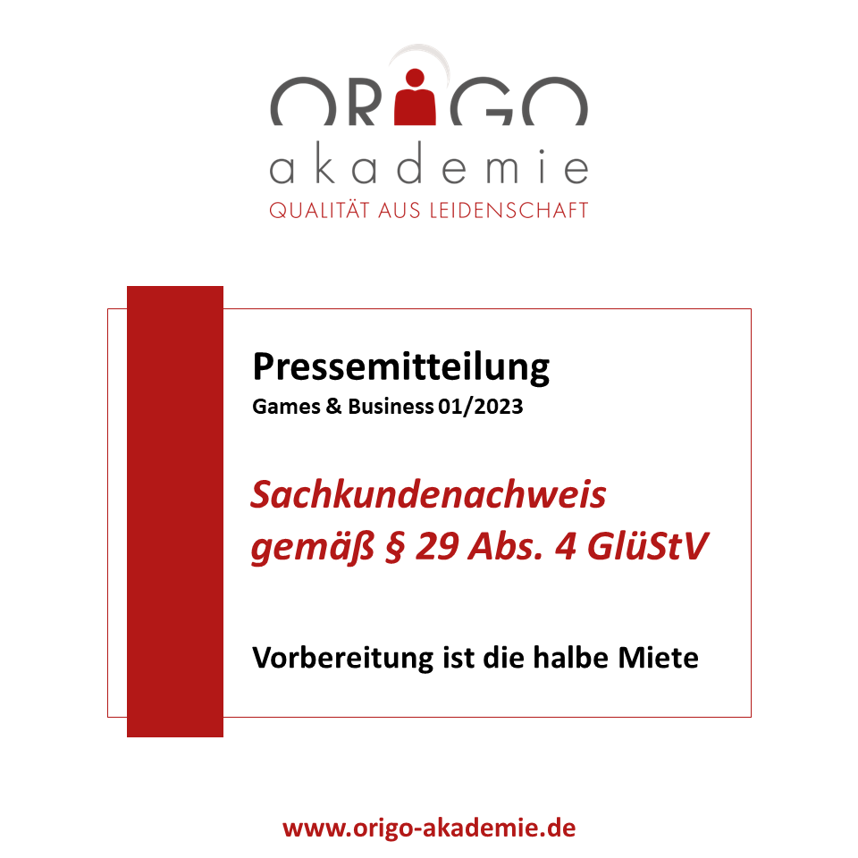 Sachkundenachweis gemäß § 29 Abs. 4 GlüStV